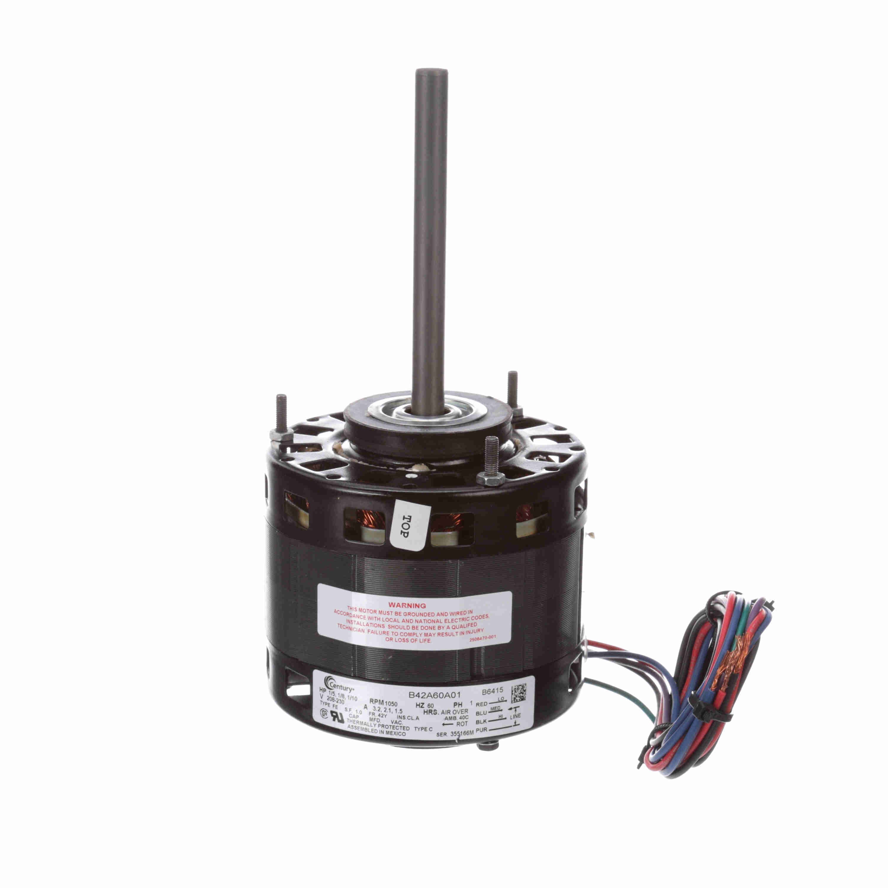 Century Fan and Blower Motor, 1/5-1/8-1/10 HP, 1 Ph, 60 Hz, 208-230 V ...