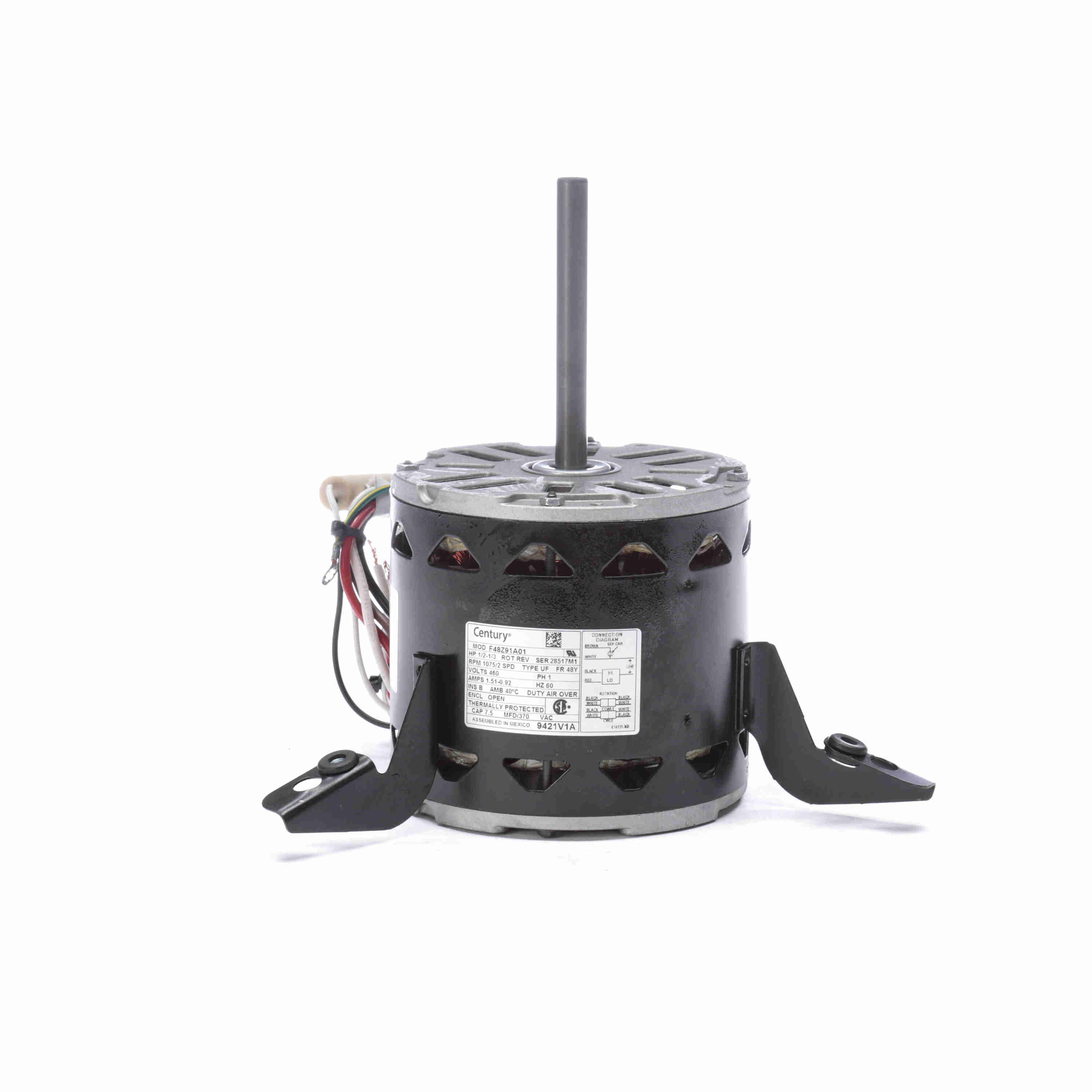 Century Fan Coil & Air Conditioner Motor, 1/2-1/3 HP, 1 Ph, 60 Hz, 460 ...