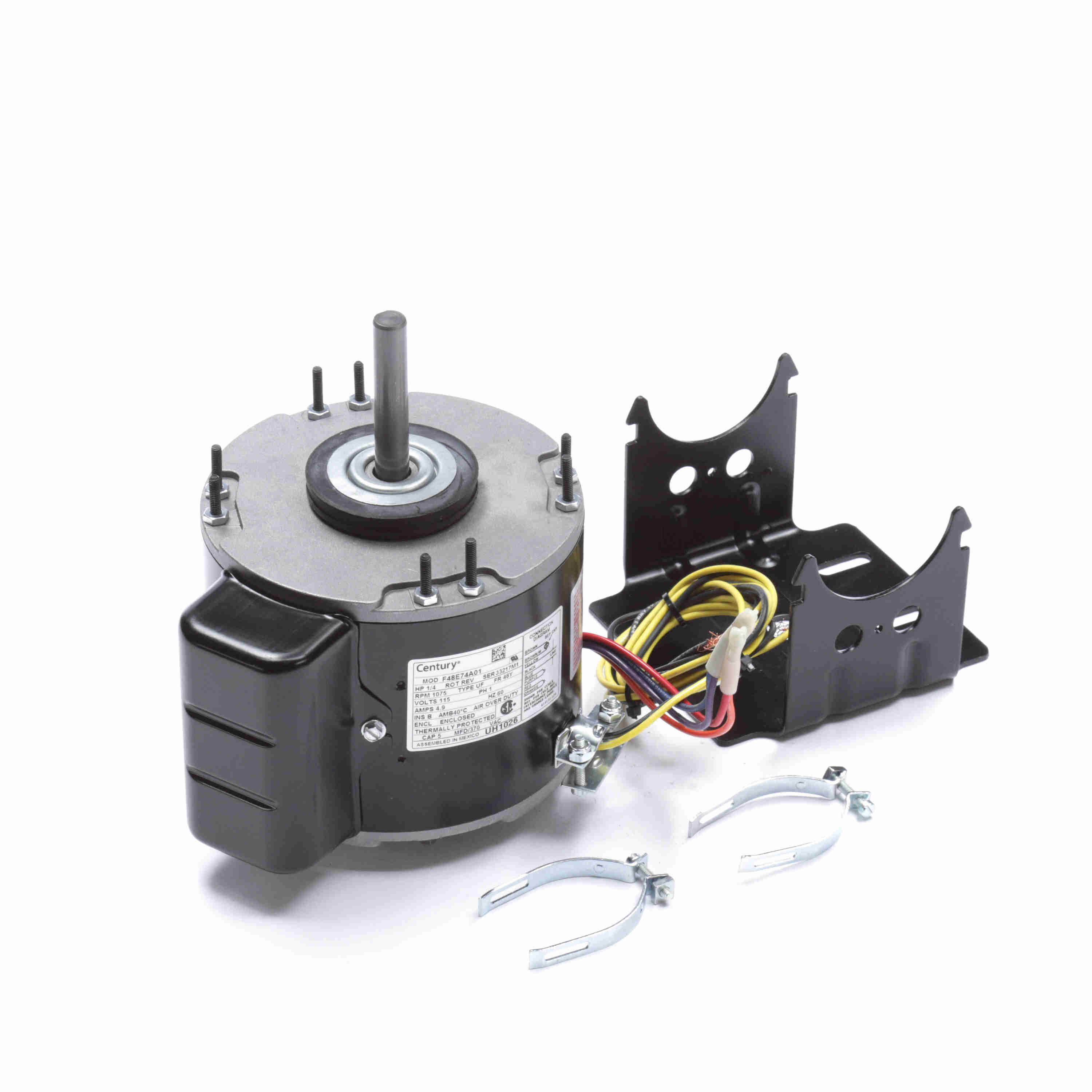 Century Unit Heater Motor, 1/4 HP, 1 Ph, 60 Hz, 115 V, 1075 RPM, 1 ...