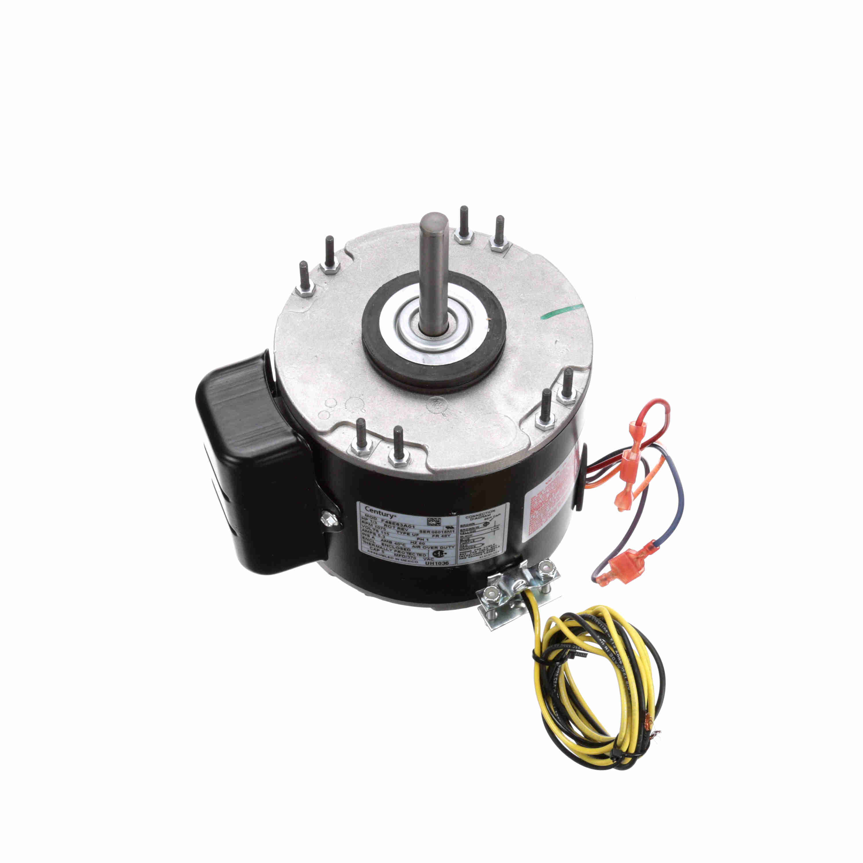 Century Unit Heater Motor, 1/3 HP, 1 Ph, 60 Hz, 115 V, 1075 RPM, 1 ...