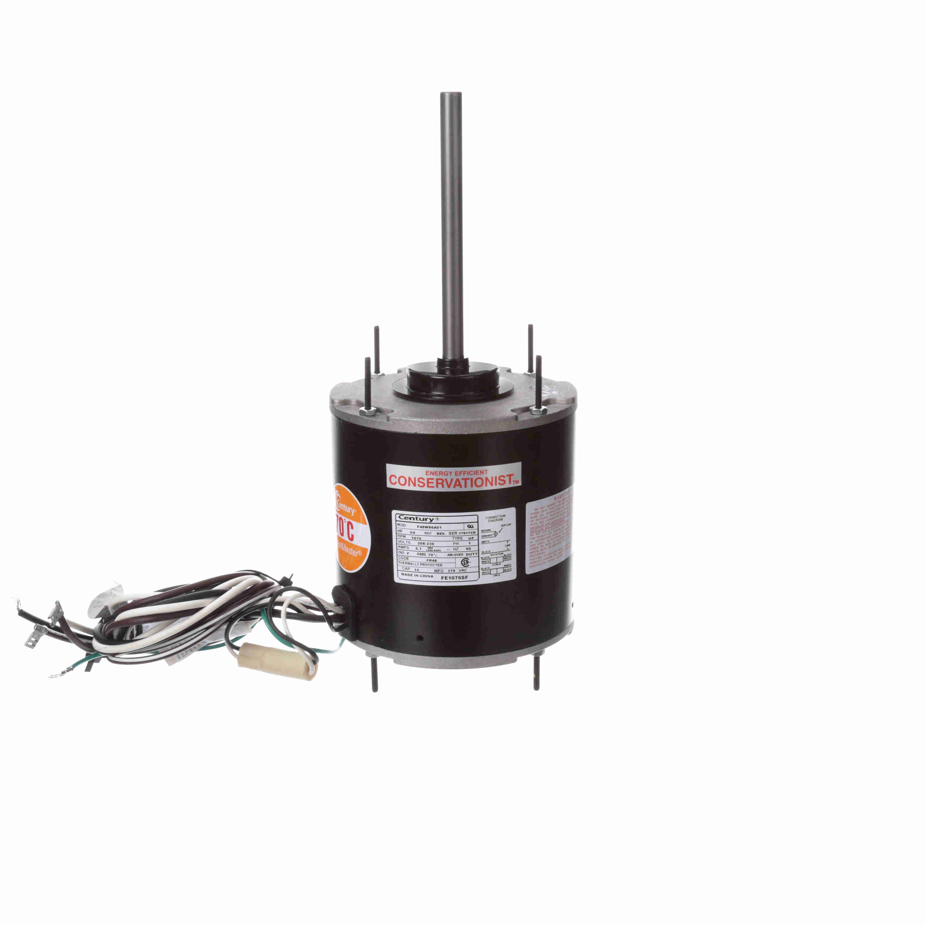 Century HEATMASTER® Condenser Fan Motor, 3/4 HP, 1 Ph, 60 Hz, 208-230 V ...