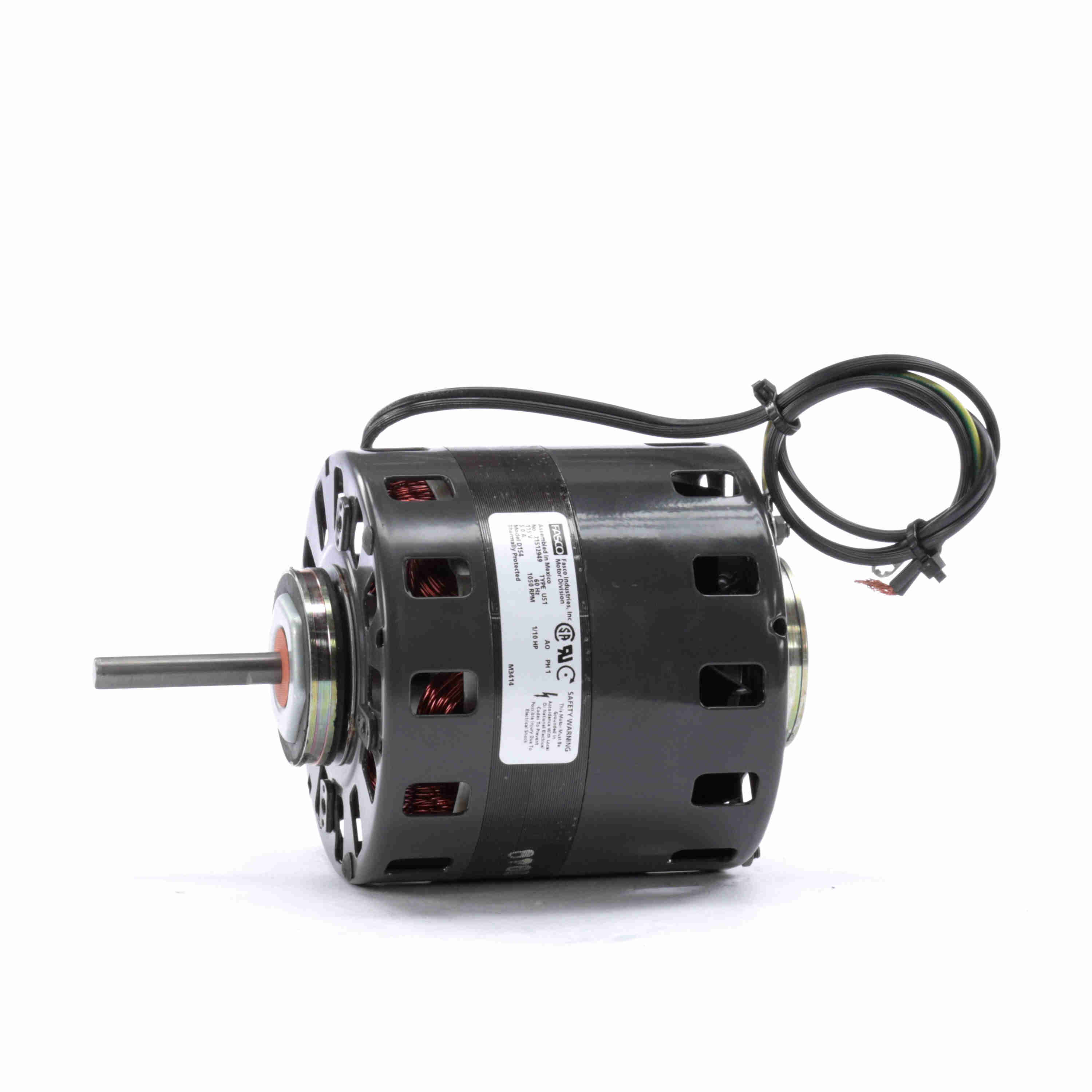 FASCO Fan and Blower Motor, 1/10 HP, 1 Ph, 60 Hz, 115 V, 42 Frame, OAO ...