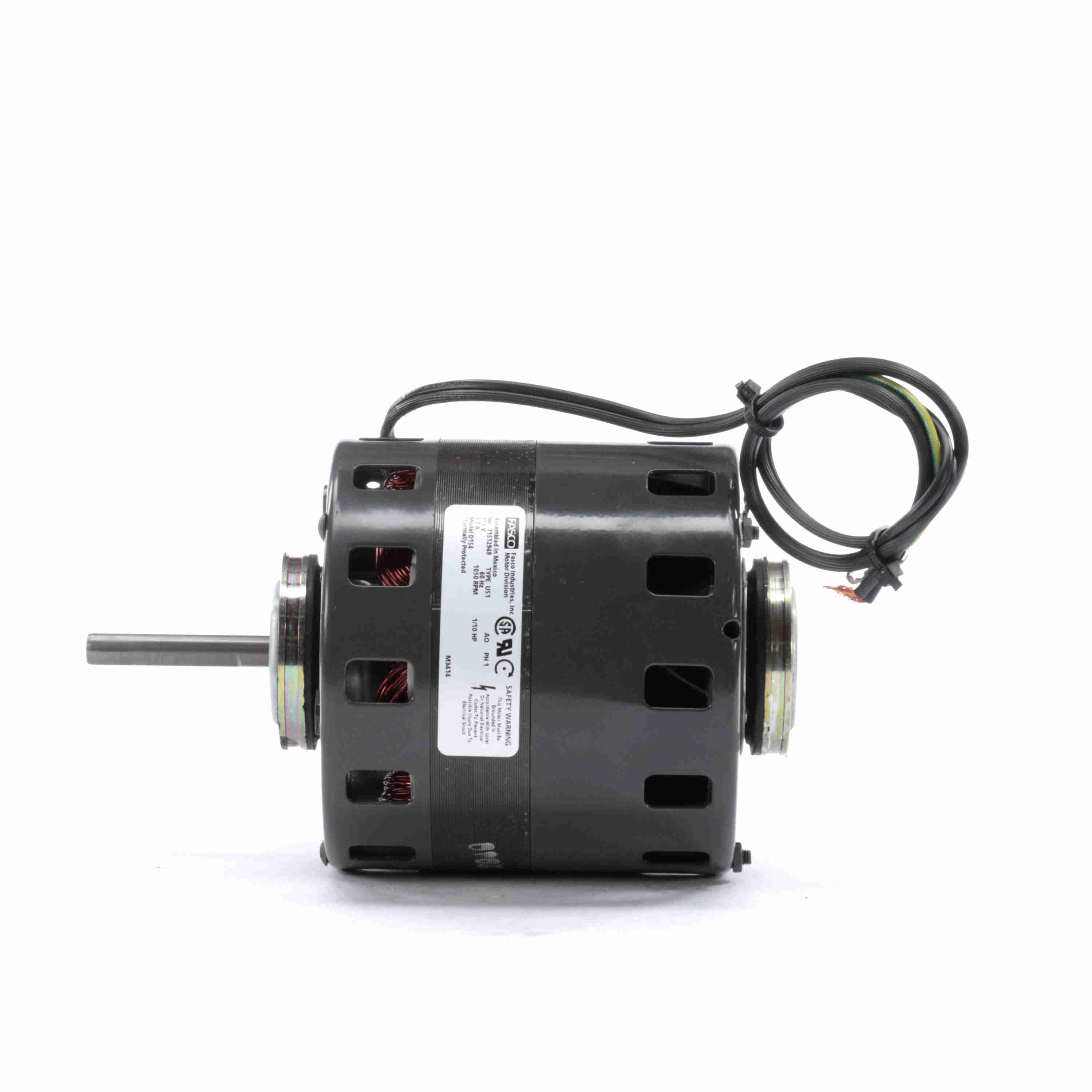 FASCO Fan and Blower Motor, 1/10 HP, 1 Ph, 60 Hz, 115 V, 42 Frame, OAO ...