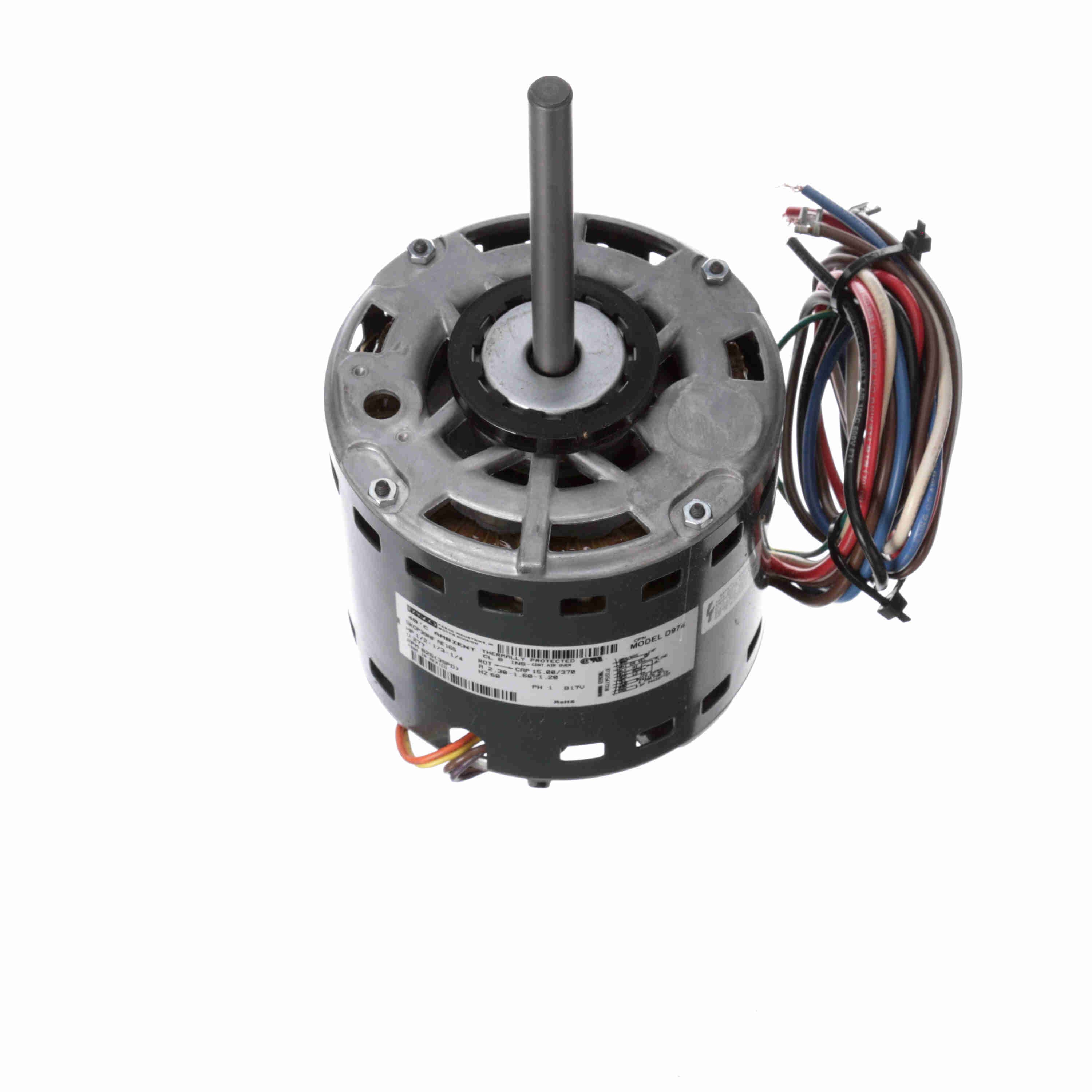 FASCO Fan and Blower Motor, 1/4 HP, 1 Ph, 60 Hz, 208-230 V, 1075 RPM, 2 ...
