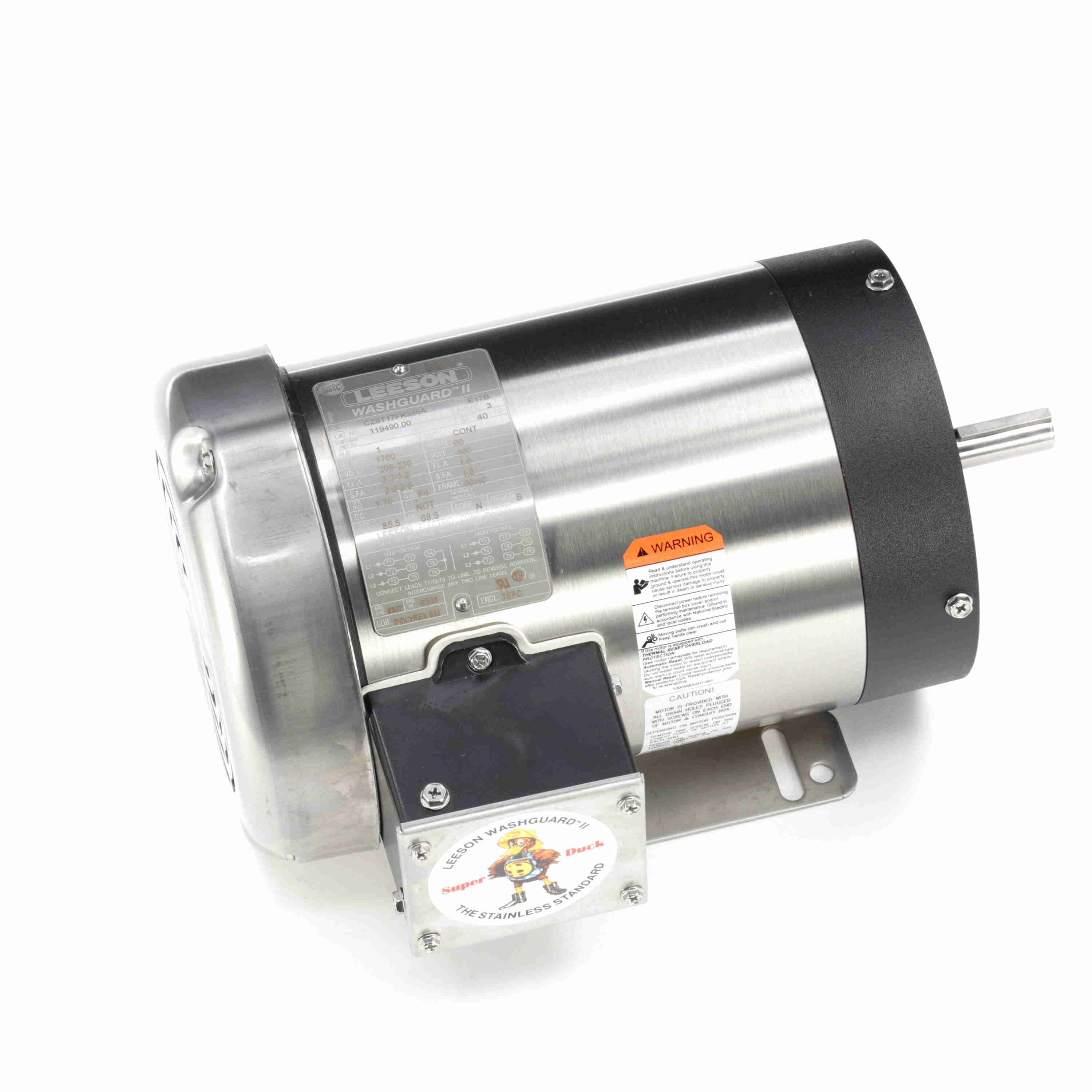 LEESON Washguard® ll General Purpose Motor, 1 HP, 3 Ph, 60 Hz, 230/460 ...