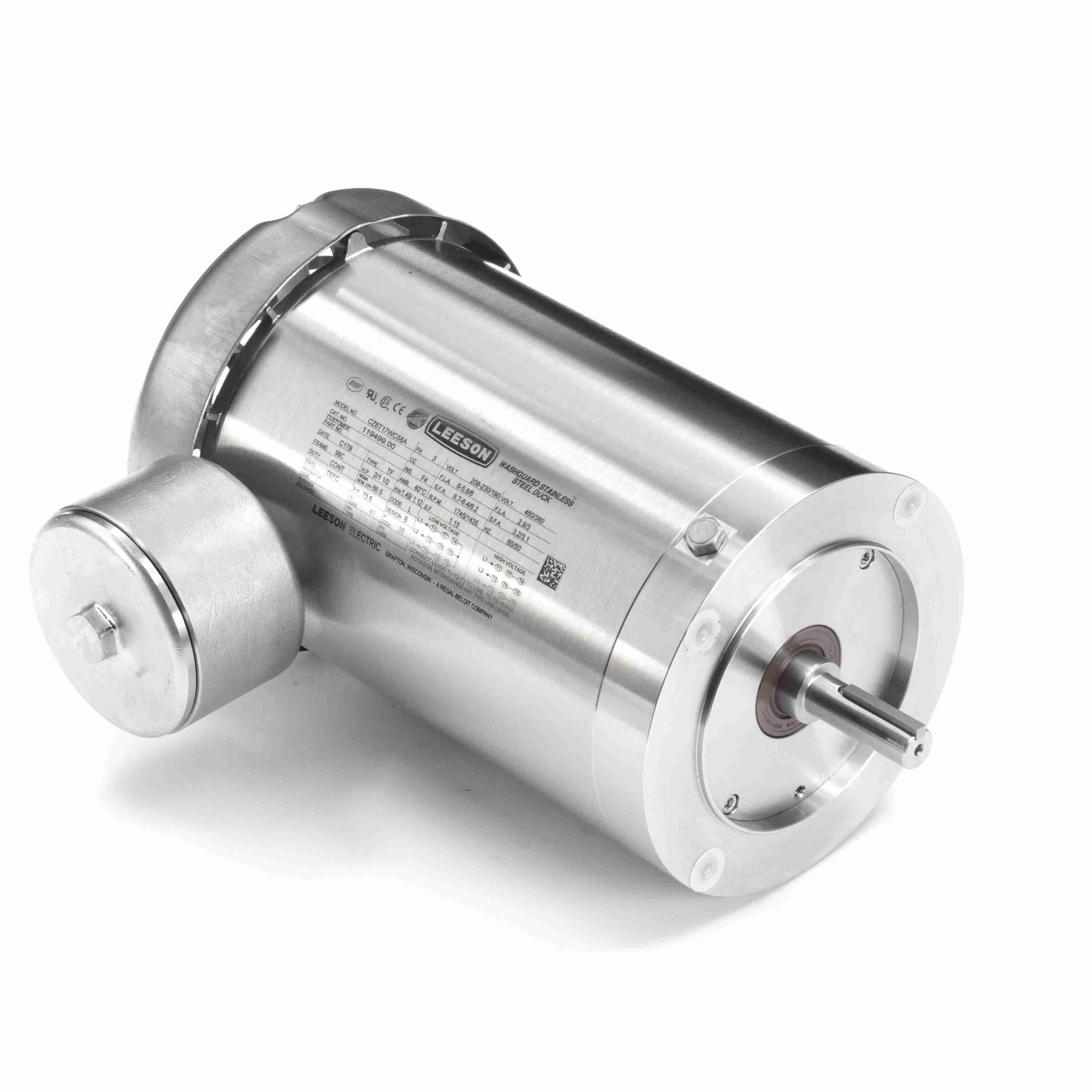 LEESON Premium Duck™ General Purpose Motor, 2 & 1.50 HP, 3 Ph, 60 & 50 ...