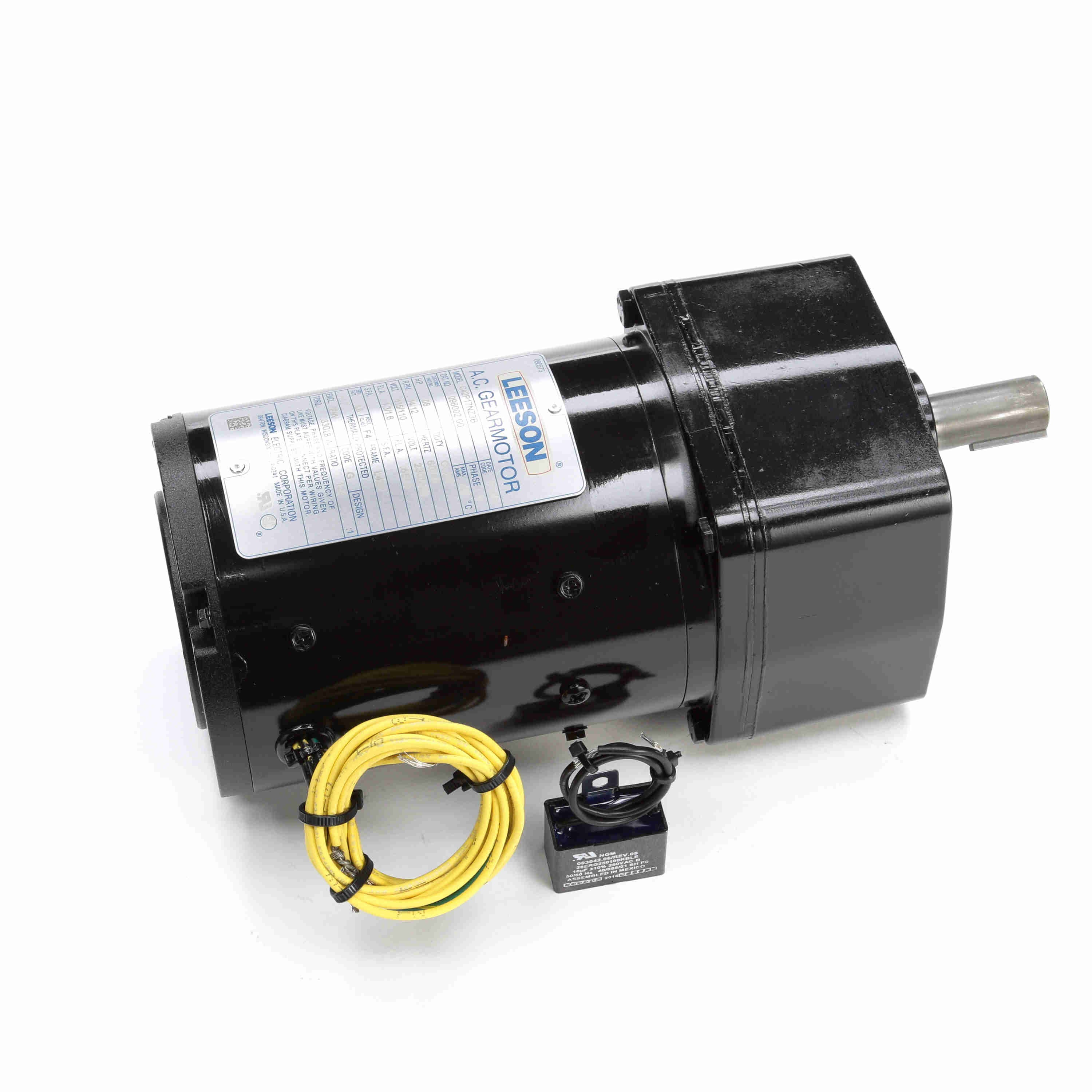LEESON Parallel Shaft Gearmotor, 0.08 HP, 1 Ph, 60 Hz, 110 V, 14 RPM ...