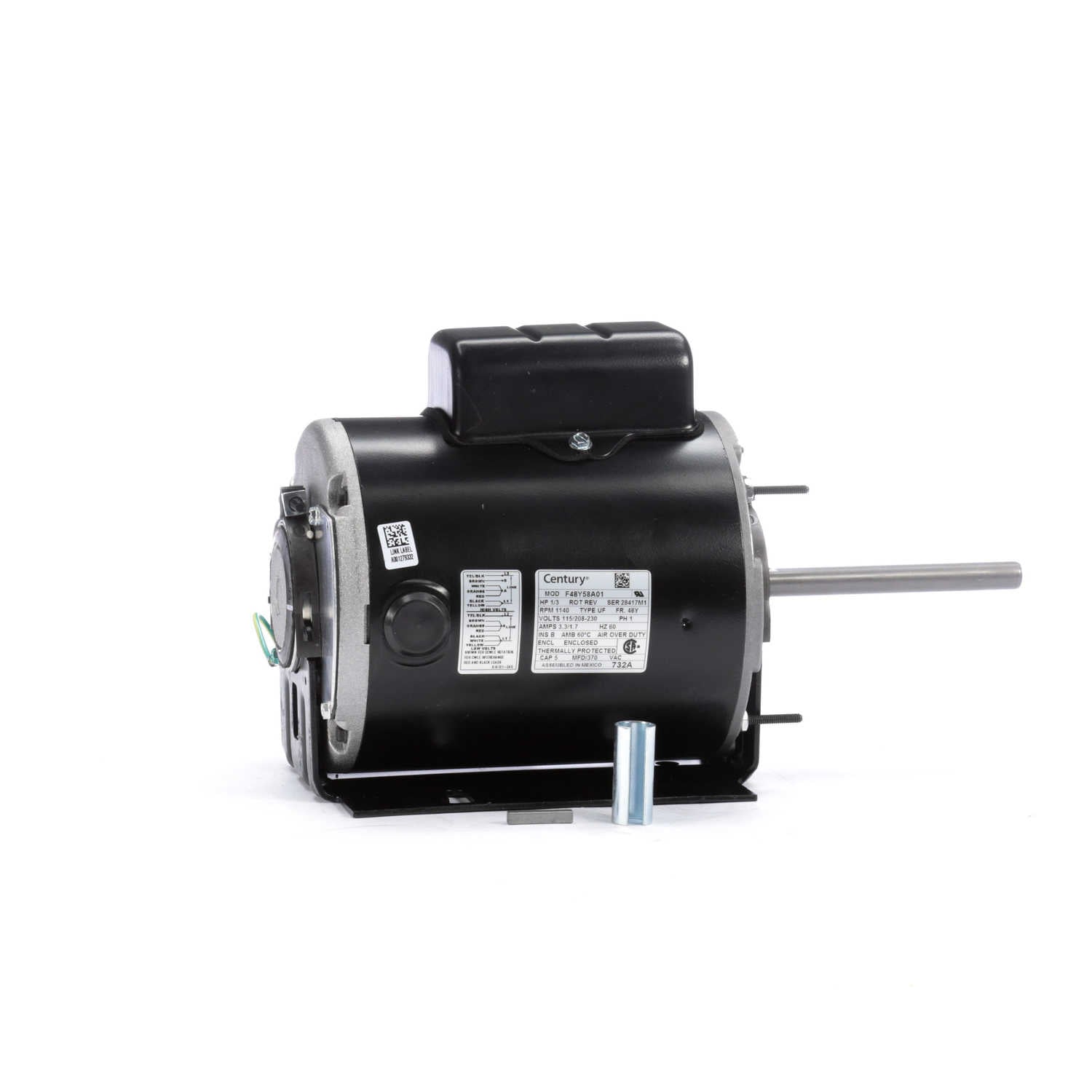 Century Unit Heater Motor, 1/3 HP, 1 Ph, 60 Hz, 115/208-230 V, 1140 RPM ...