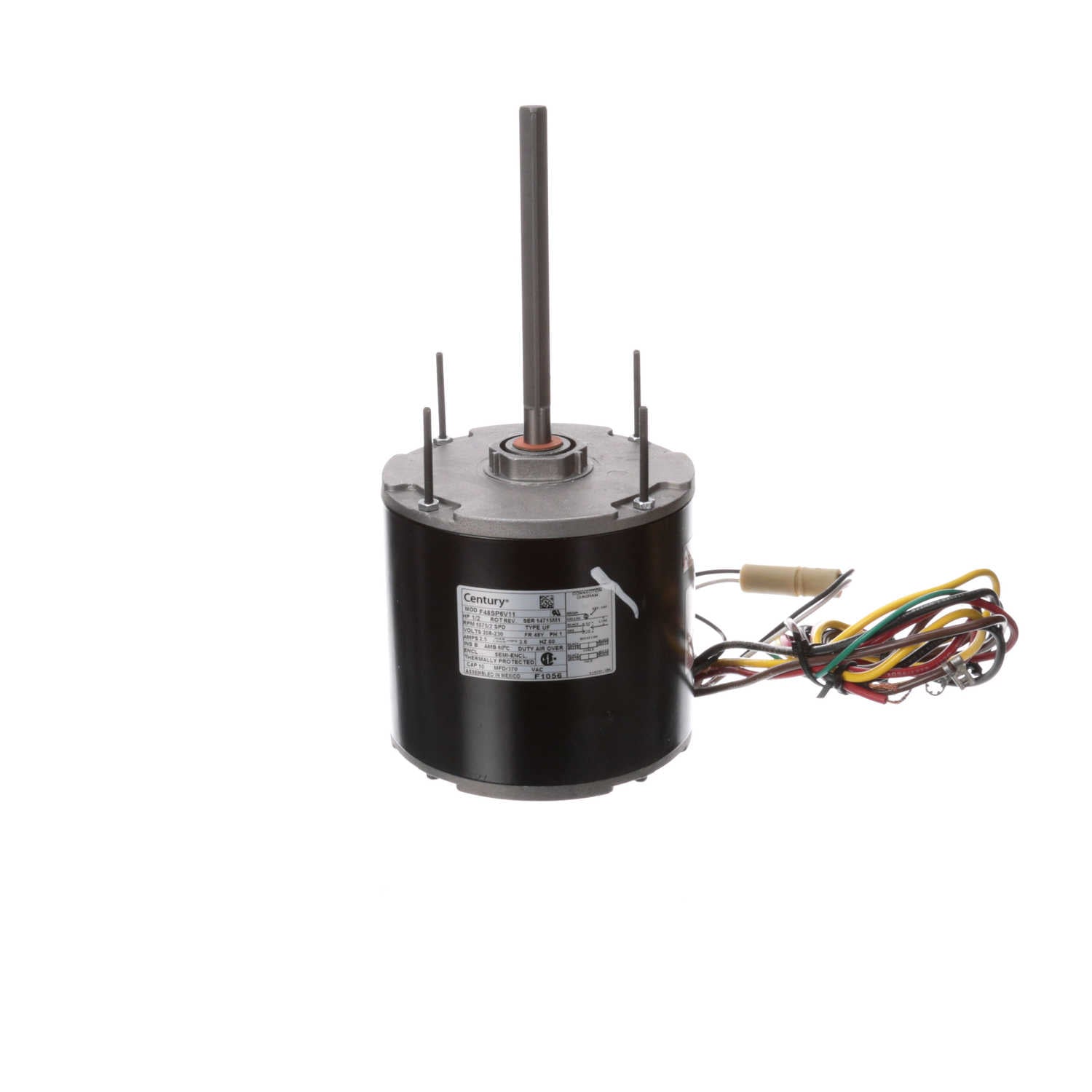 Century Condenser Fan Motor, 1/2 HP, 1 Ph, 60 Hz, 208-230 V, 1075 RPM ...