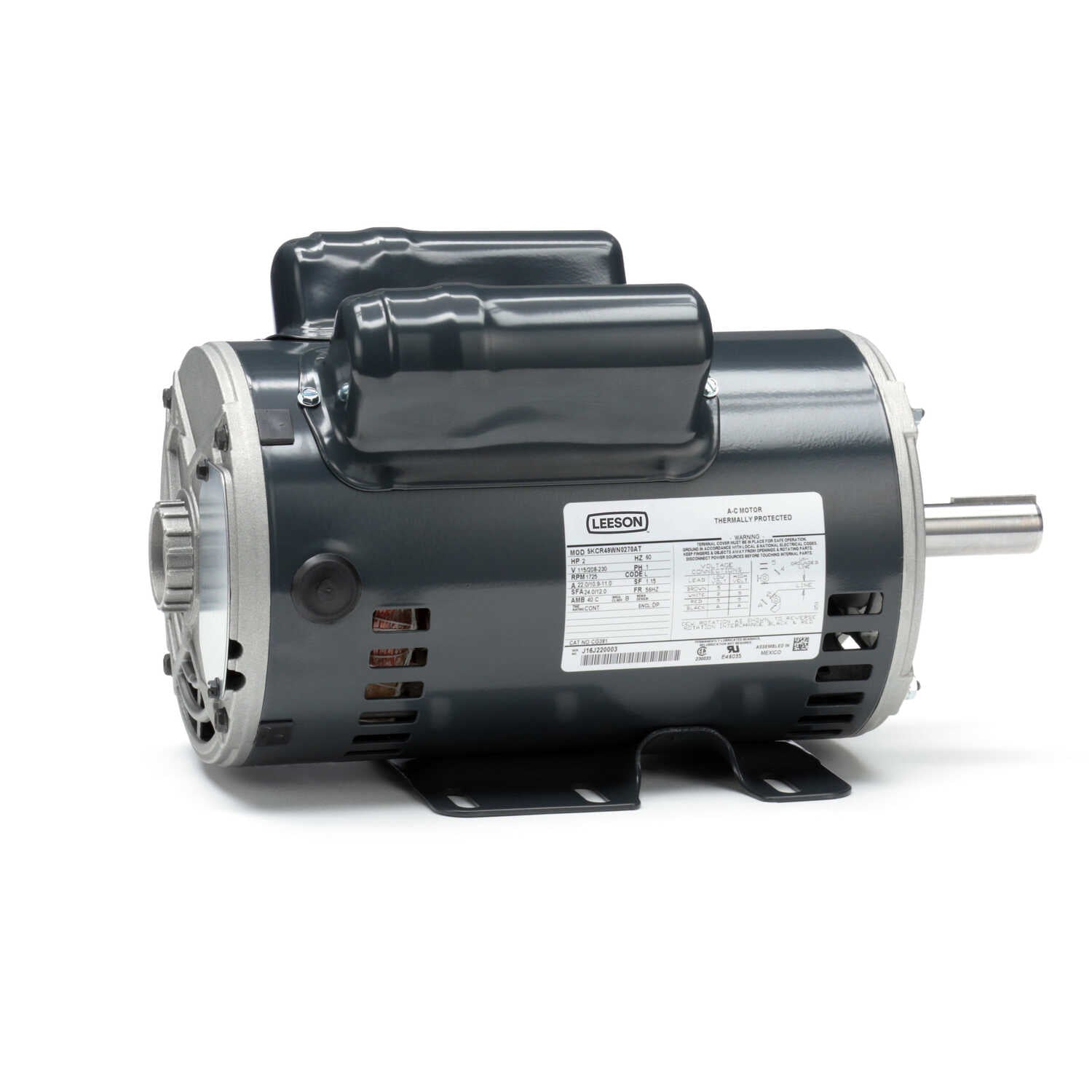 LEESON General Purpose Motor, 2 HP, 1 Ph, 60 Hz, 115/208-230 V, 56HZ ...