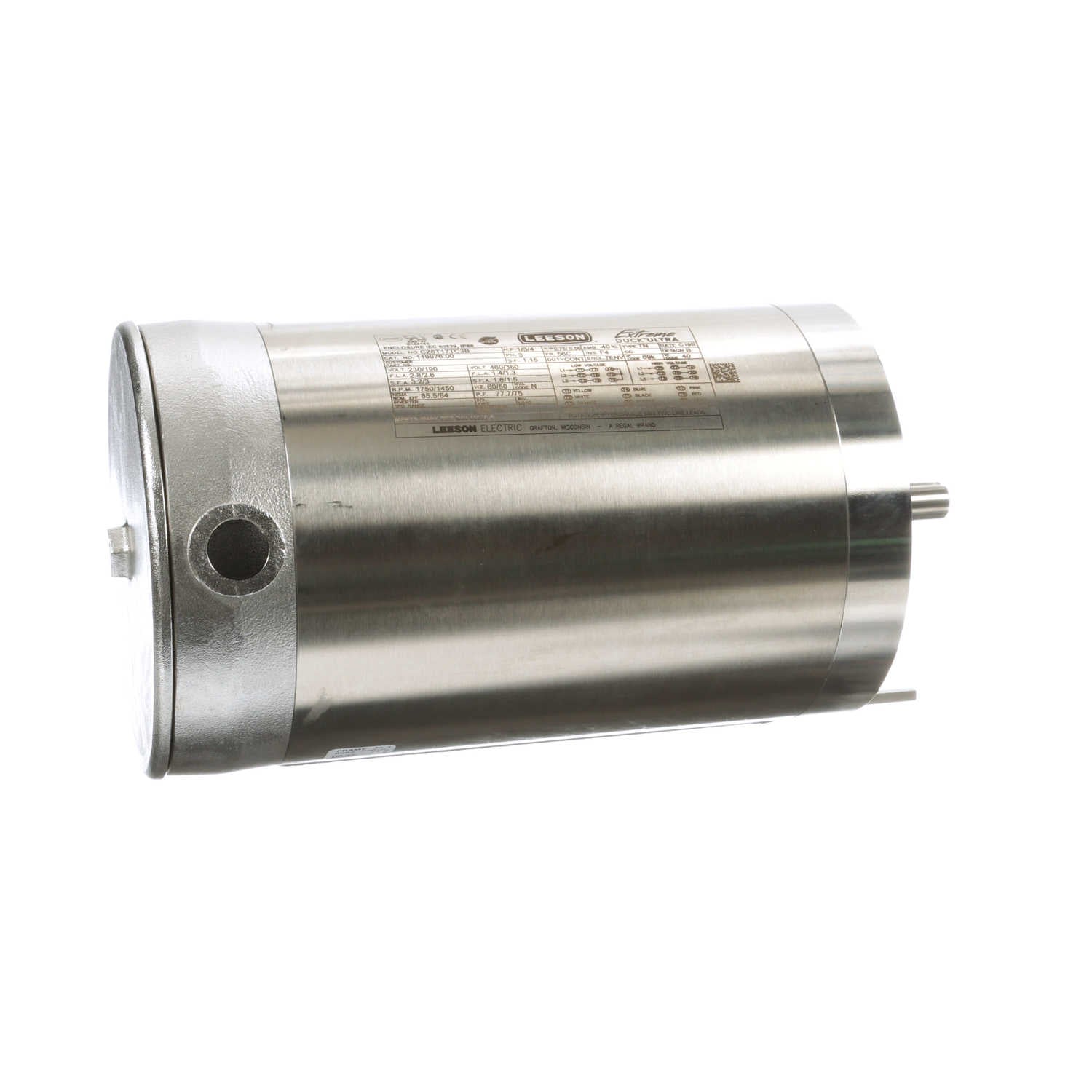 LEESON Extreme Duck® Ultra General Purpose Motor, 1 & 0.75 HP, 3 Ph, 60 ...