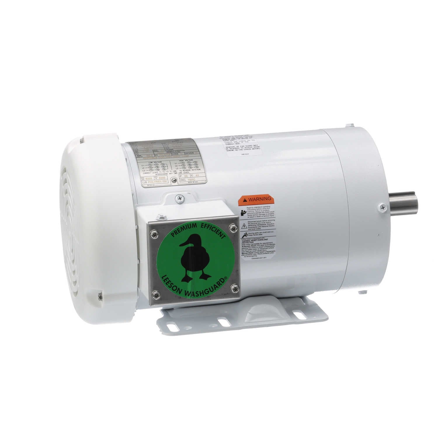 LEESON White Duck™ General Purpose Motor, 2 & 1.50 HP, 3 Ph, 60 & 50 Hz ...