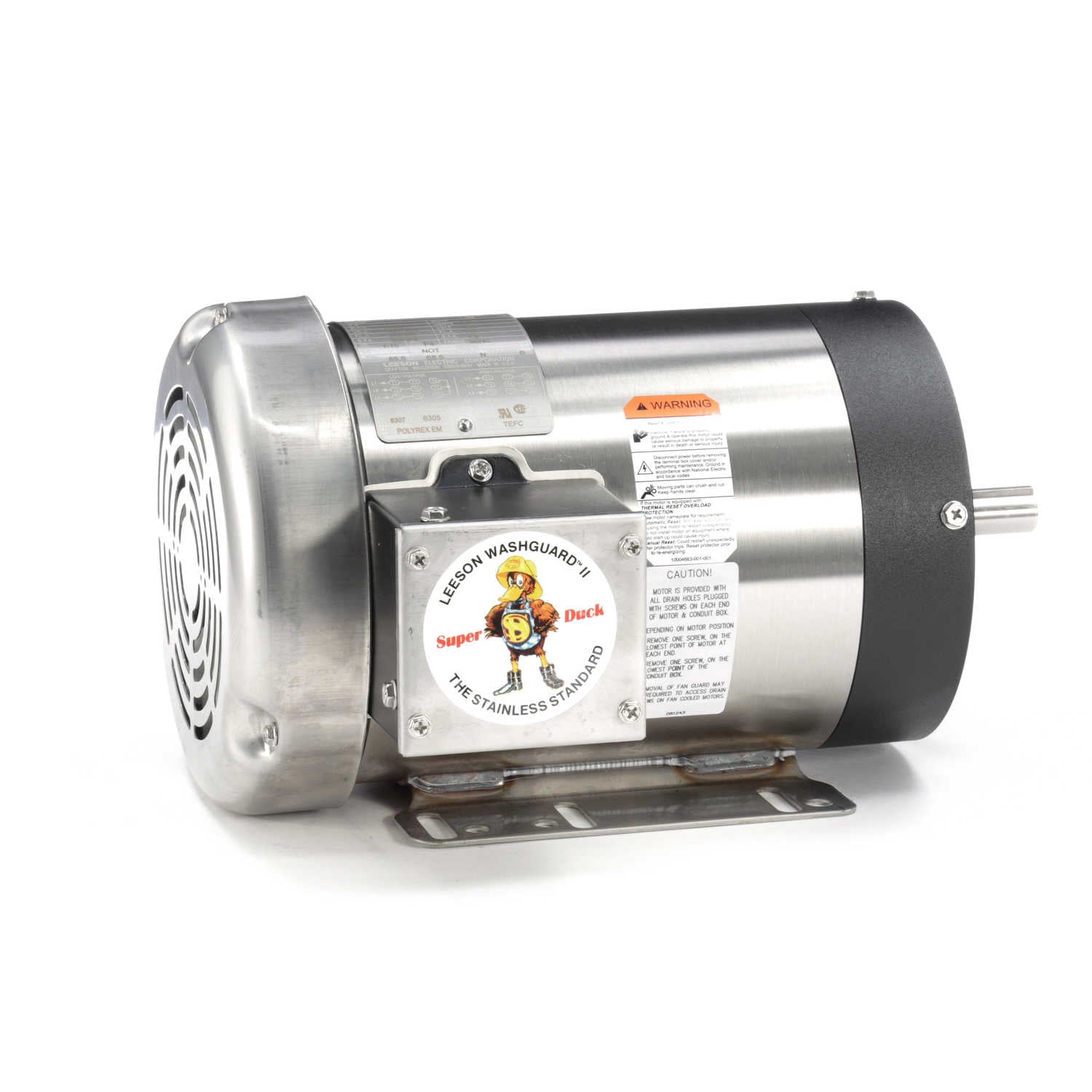 LEESON Washguard® ll General Purpose Motor, 1 HP, 3 Ph, 60 Hz, 230/460 ...