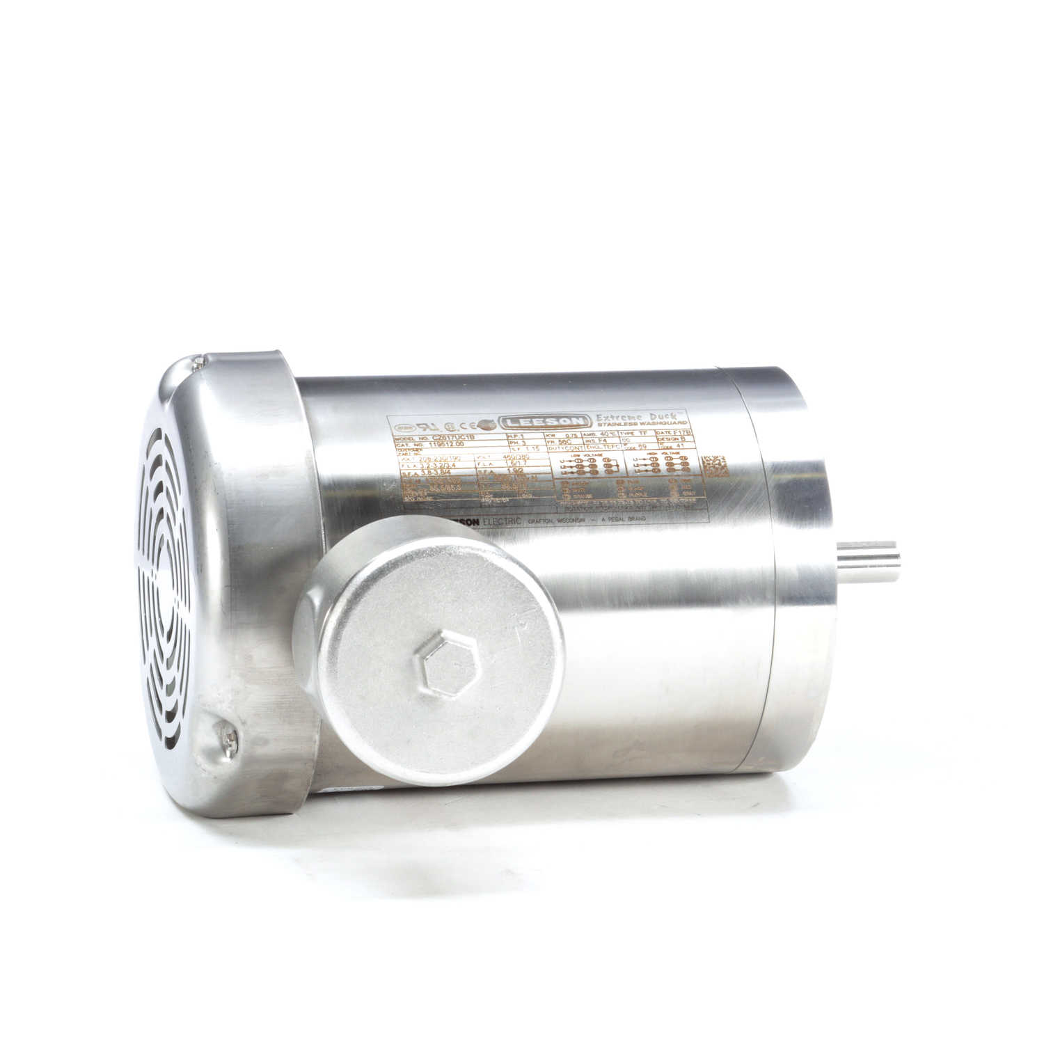 LEESON Extreme Duck® Ultra General Purpose Motor, 1 & 1 HP, 3 Ph, 60 ...